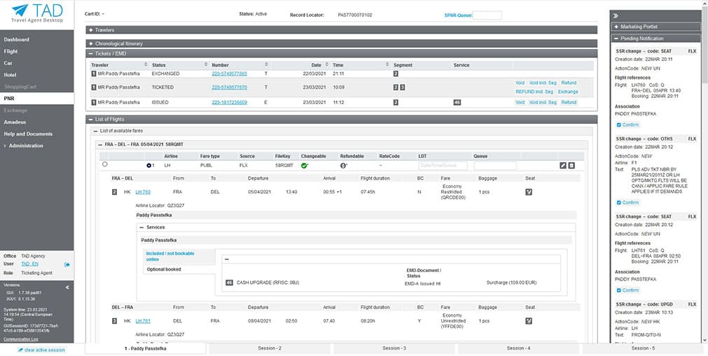 Travel agency software – Travel Agent Desktop (TAD)